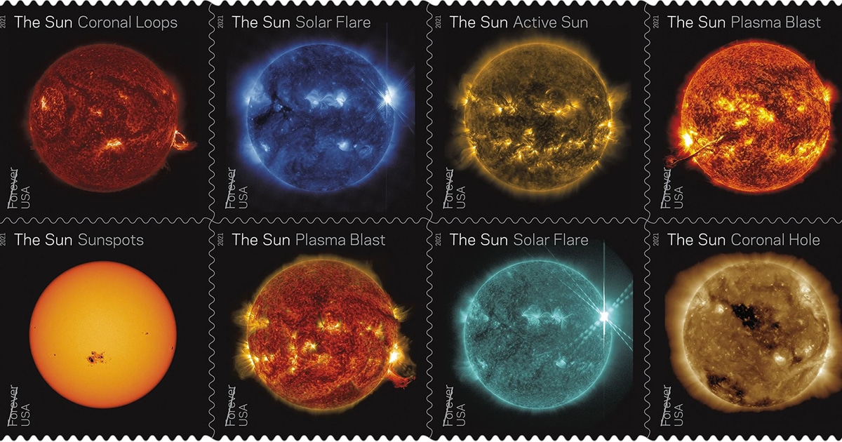 NASA and USPS Unveil Glimmering Stamps To Celebrate 10 Years of Sun ...