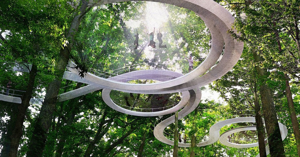 Elevated Forest Park Includes a Trampoline to Bounce Among the Treetops ...