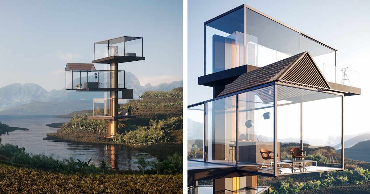 Architects Design Spiraling Glass Home Overlooking China’s Paddy Fields ...