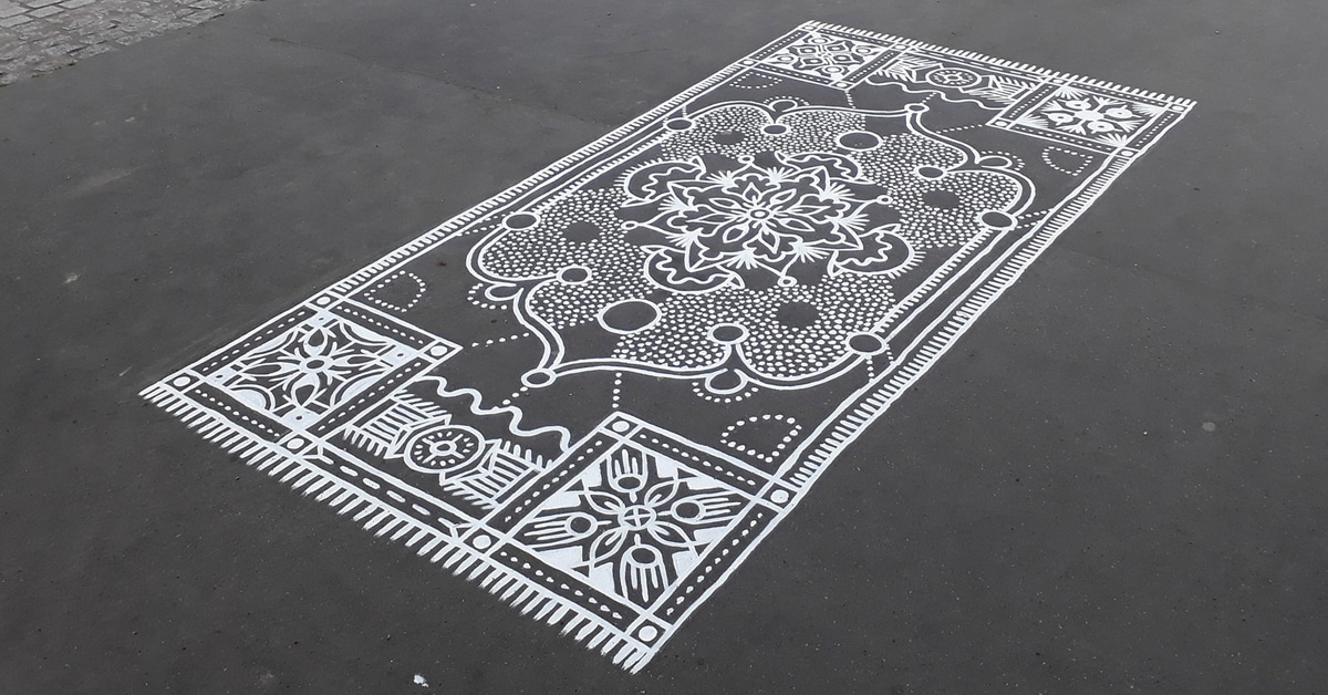 Street Artist Hand Paints Ancient Ornamental “Carpets” on City ...