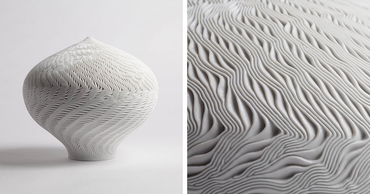 Textured Ceramic Vases Mimic the Movement of Ocean Waves | My Modern Met