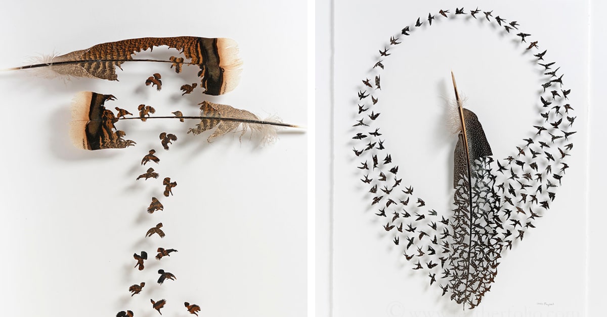 New Flocks of Birds Emerge From Carefully Hand-Cut Feathers | My Modern Met