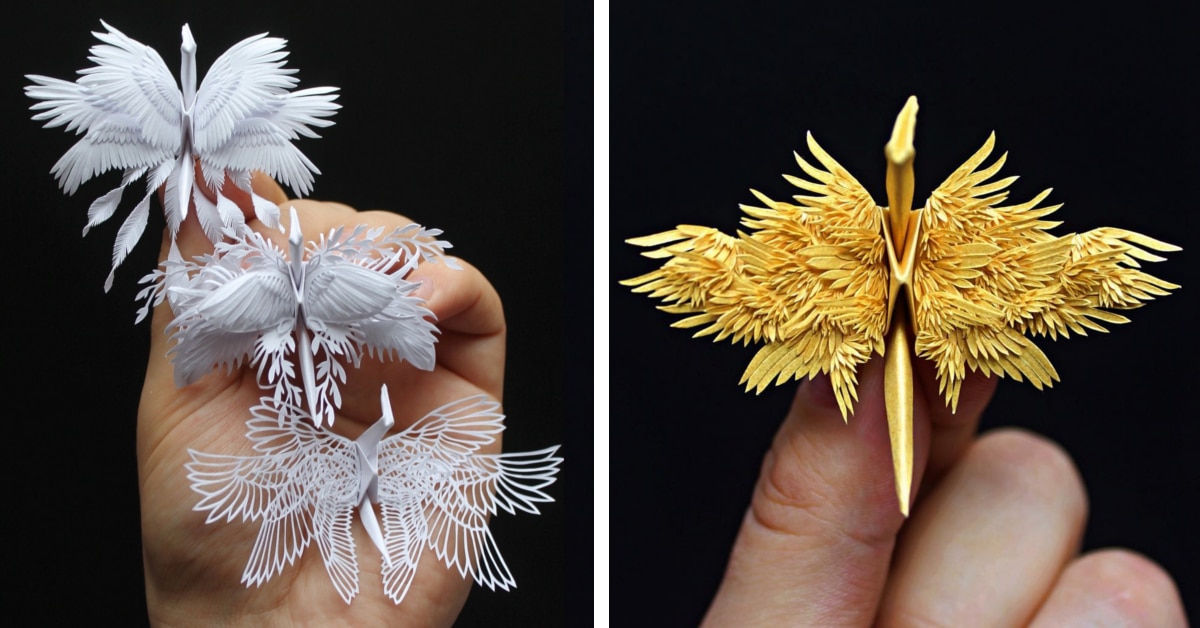 This Artist Creates the Most Amazing Paper Cranes with Feathery Details ...