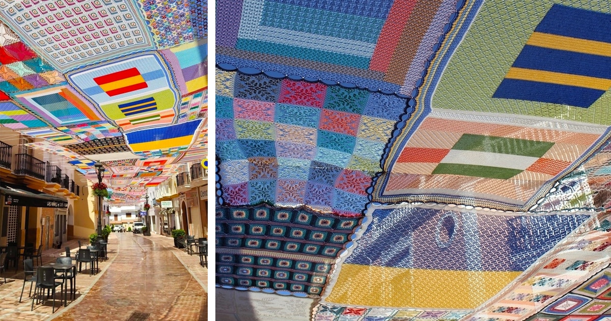 Massive Crochet Canopy Provides Color and Shade in Hot Spanish Town ...