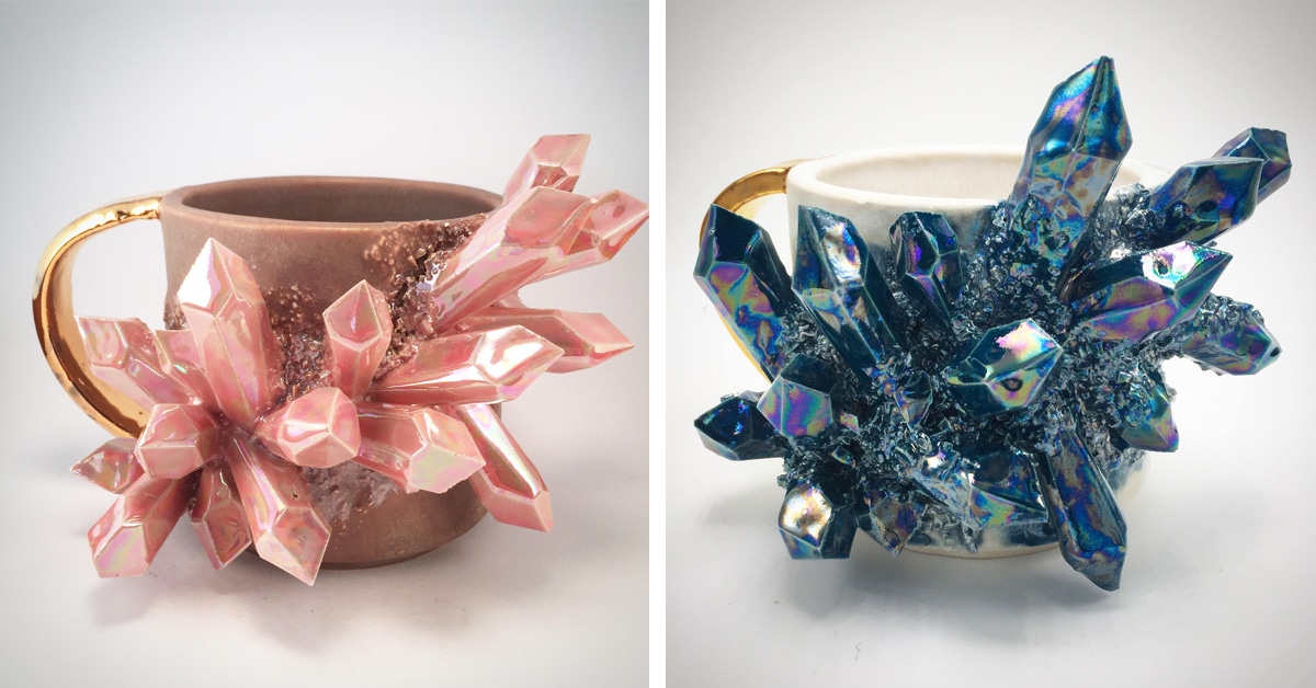 Colorful Ceramics Look Like They Have Real Crystals Growing From Their ...