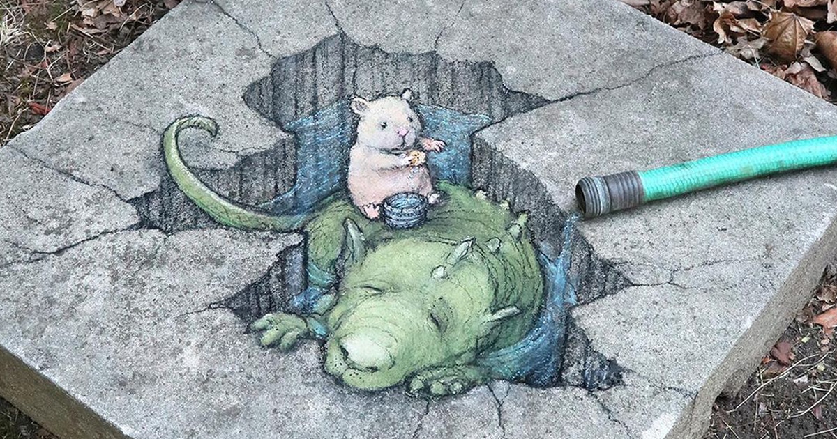 Artist Brings the Sidewalk to Life With His Charming Chalk Art ...