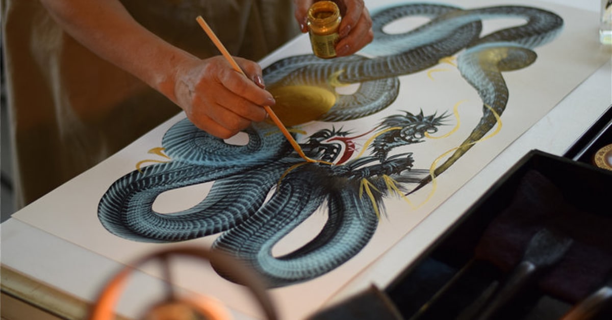 Mesmerizing Dragon Paintings Created With a Single Winding Brushstroke ...