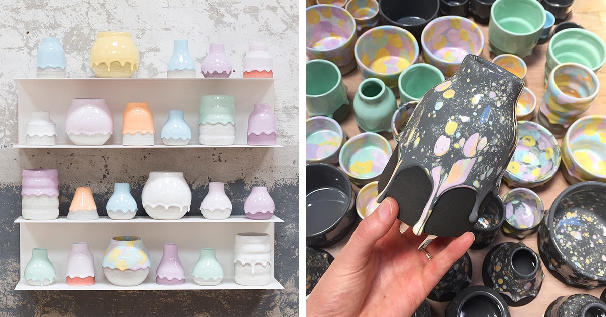 Ceramicist Creates Rainbow-Colored Pots and Vases Dripping with Thick ...