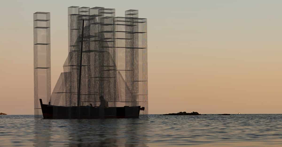 Ghostly Wire Mesh Sailboat Rises from Sea for a Floating Musical ...