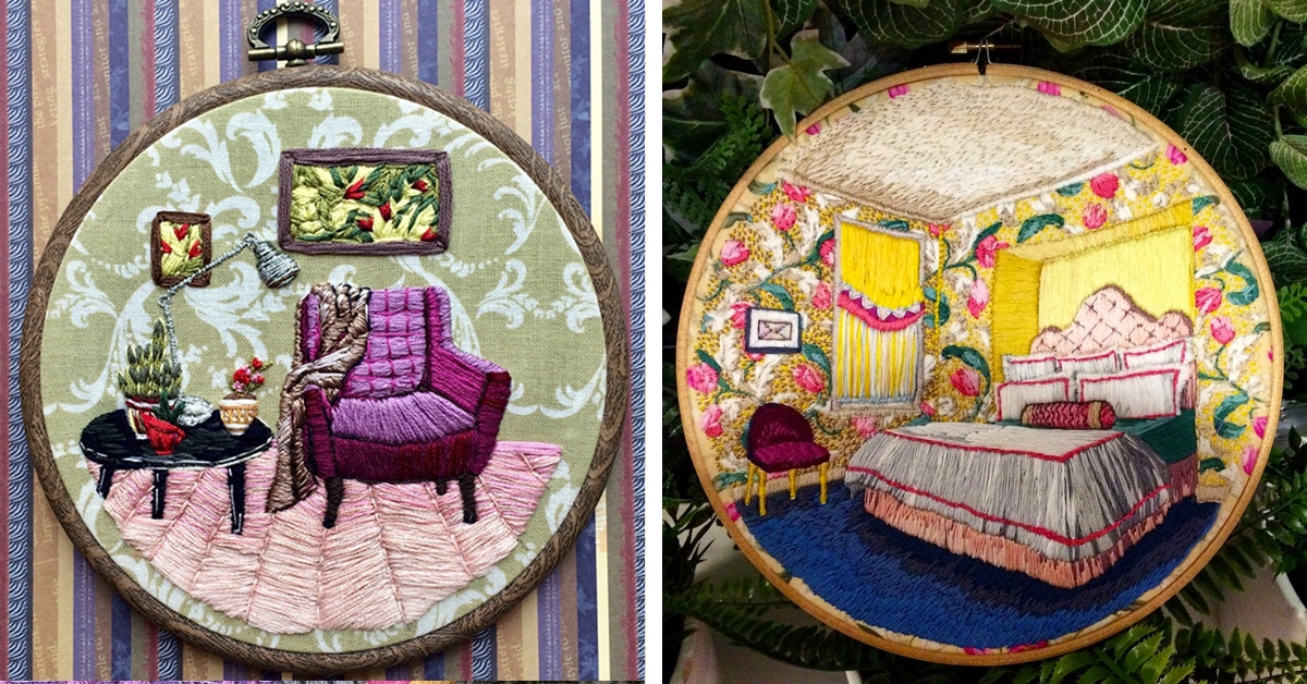 Embroidery Artist Stitches Colorful Interiors of Homes Filled With ...