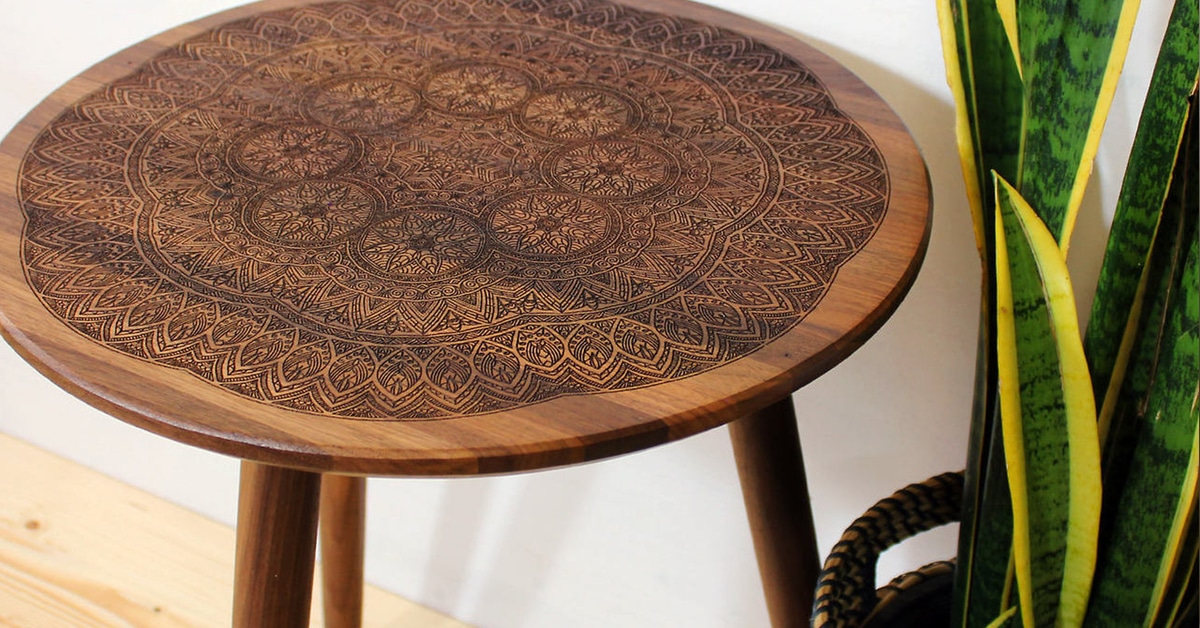 Intricately Engraved Tables Made with Traditional Wood Burning ...