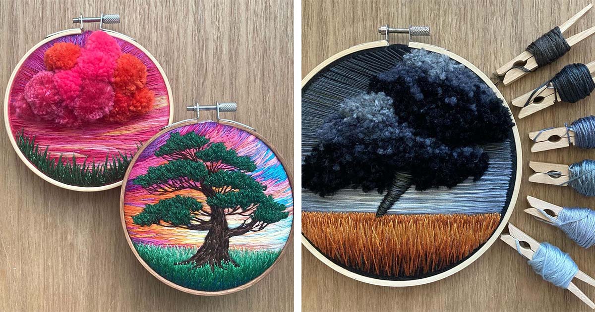 Vivid Embroidered Landscapes Come Alive Through 3D Stitching | My ...