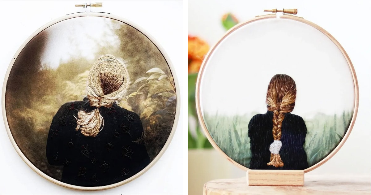 Embroidery Artist Puts a Twist on Her Hoop Art by Stitching Fabric ...