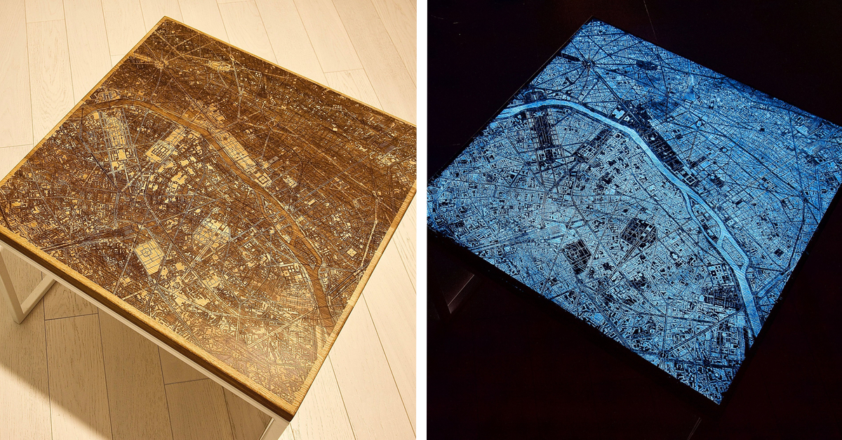 Engraved Wood and Resin Tables Designed With Glow-in-the-Dark City Maps ...