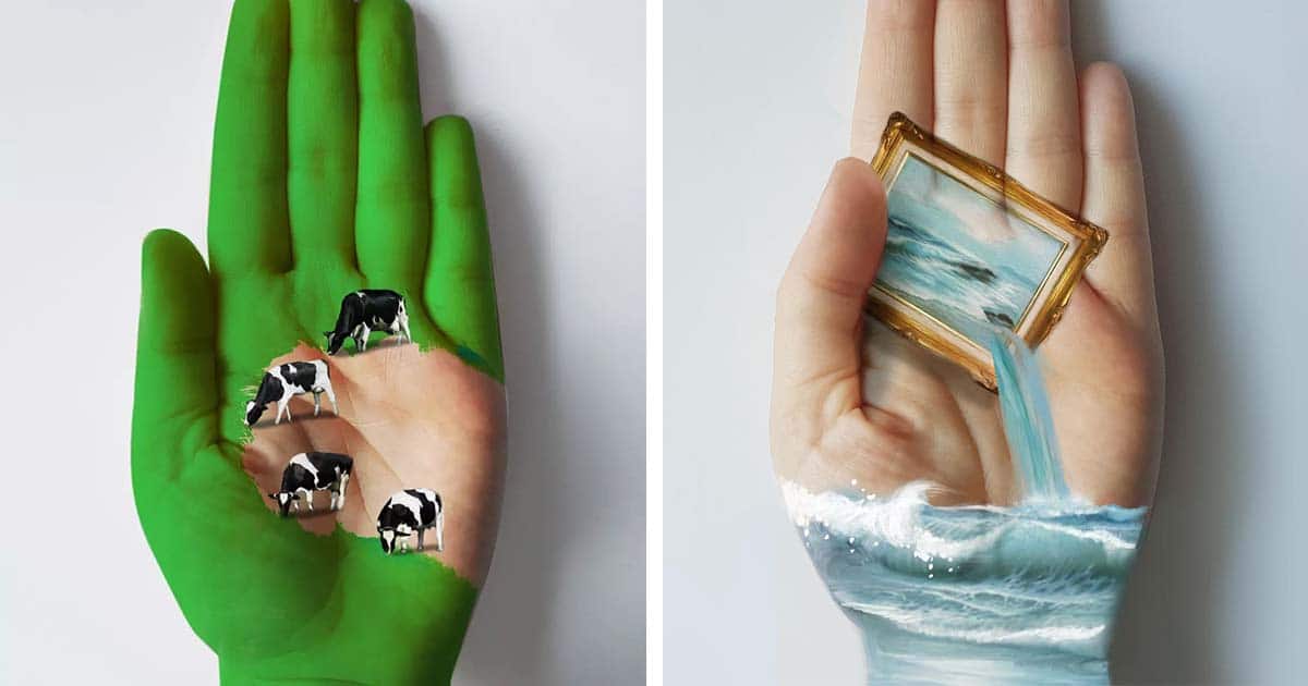 Creative Artist Uses Her Hand as the Canvas for Paintings With Tiny ...