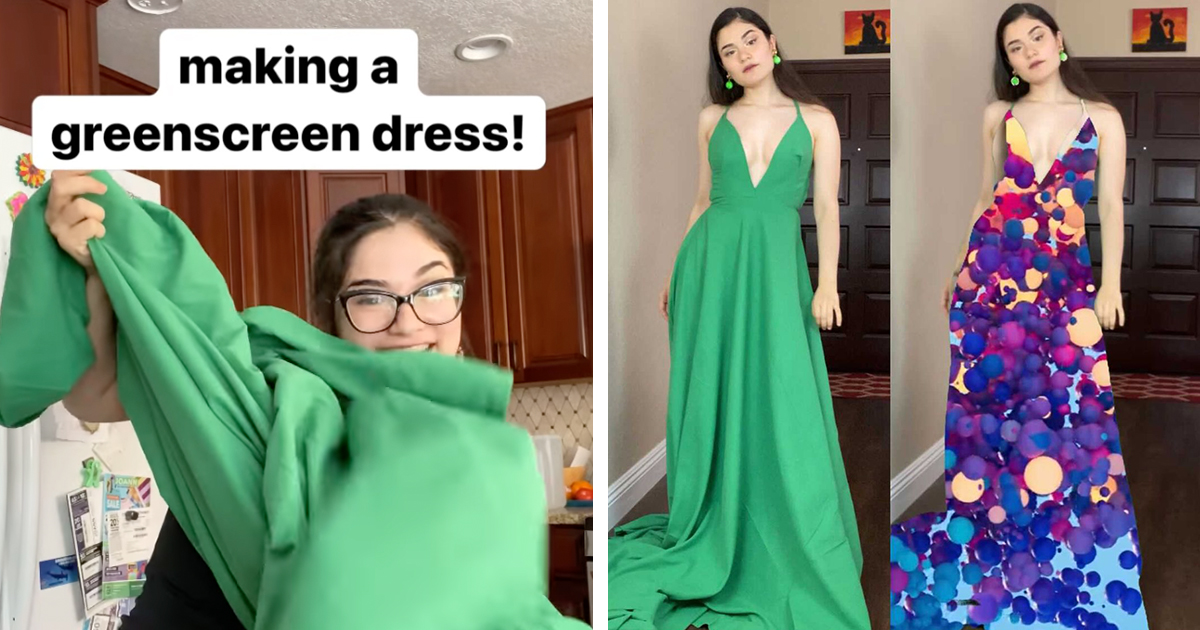 Woman Designs Greenscreen Dress That Looks Like It’s Changing Color and ...