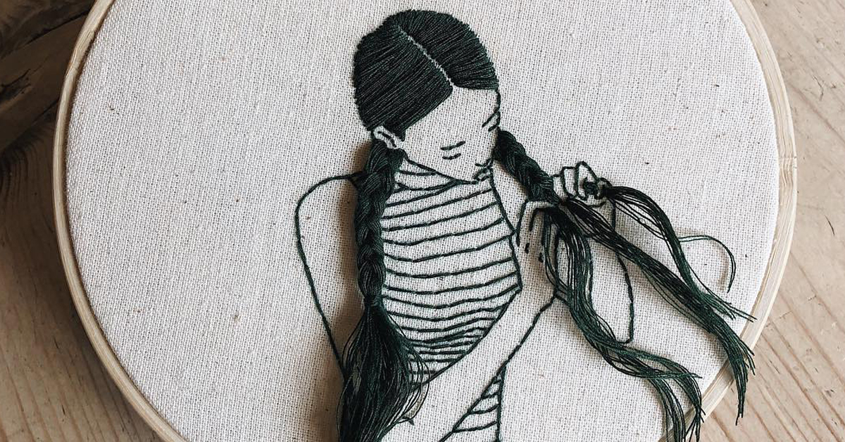 Ingenious Hand-Embroidery Uses Cascading Thread to Mimic Flowing Hair ...
