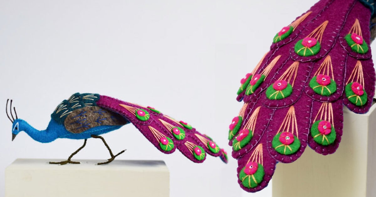 Felted Bird Sculptures Celebrate the Colorful Details of Peacock ...