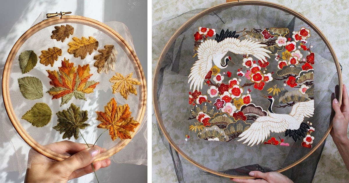 Ethereal Embroidery Designs Stitched into Tulle Look Like They’re ...