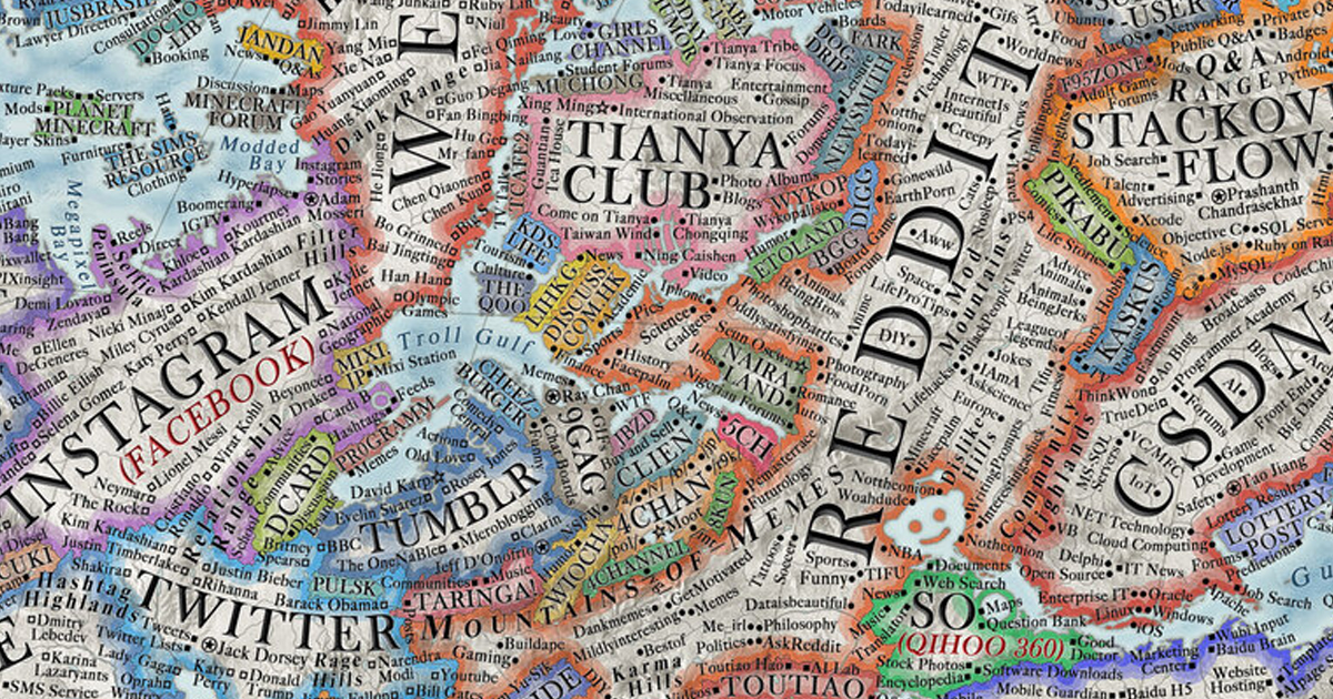 Internet’s Most Popular Websites Reimagined as Countries on a World Map ...