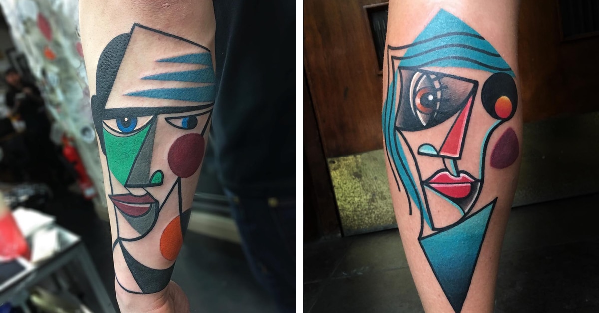 Brightly Colored Tattoos Inspired by Picasso’s Cubism Paintings | My ...