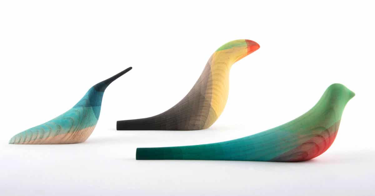 Dip-Dyed Wooden Sculptures Showcase the Unique Plumage of Tropical ...