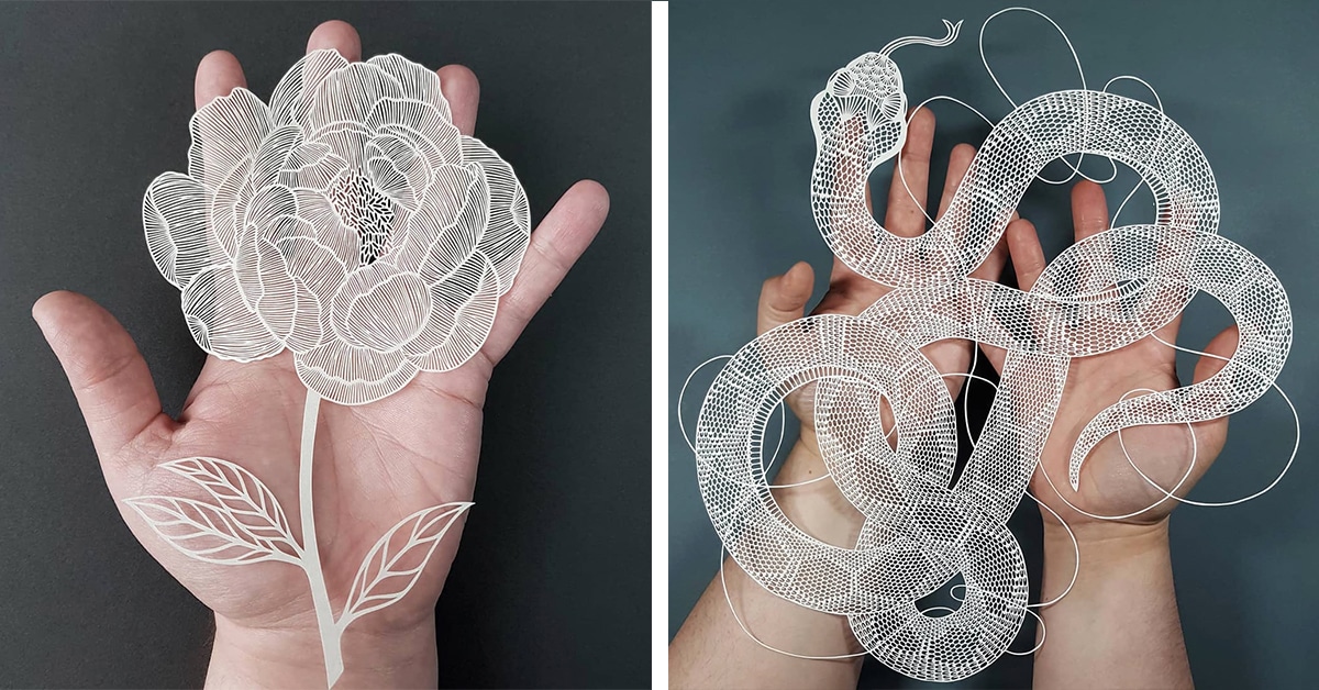 Interview: Artist Hand-Cuts Intricate Illustrations from Single Sheets ...