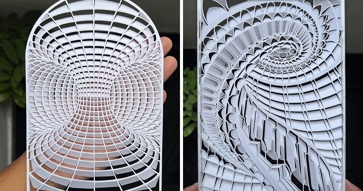 Artist Creates Mesmerizing Optical Illusions From Single Sheets of ...