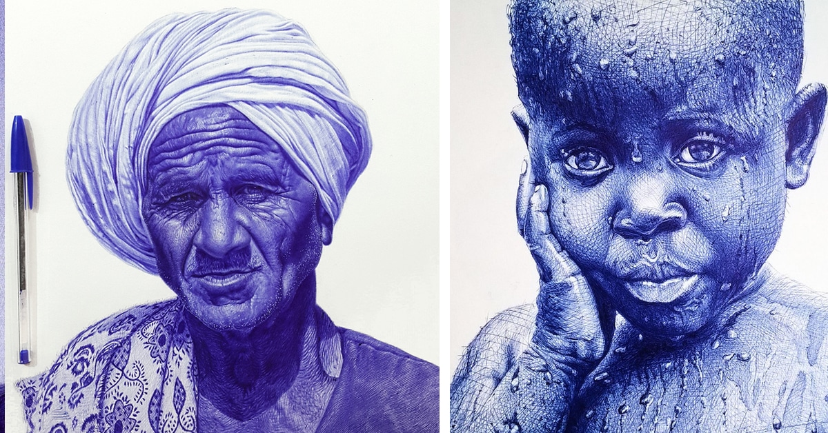 20+ Unbelievable Photorealistic Portraits Drawn with a Ballpoint Pen ...