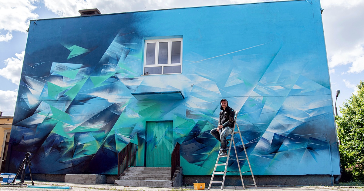 Street Artist Transforms Building Façade With Bold Strokes of Colorful ...