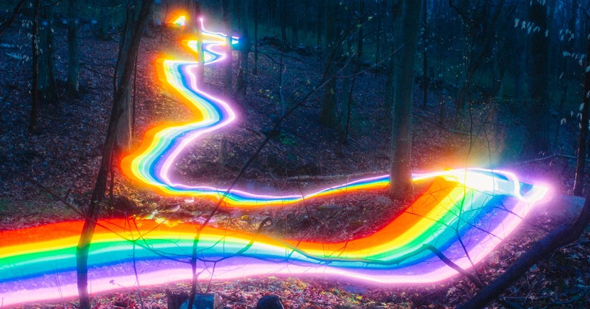 Vibrant Rainbow Roads Illuminate Forests and River Bends Into Magical ...