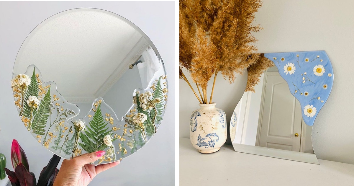 Ethereal Mirrors Reflect Pretty Pressed Flowers Preserved in Resin | My ...