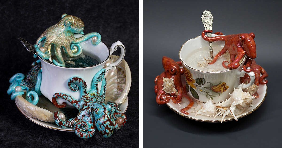 Tiny Octopus Sculptures Transform Tea Sets Into Fantastical Settings ...