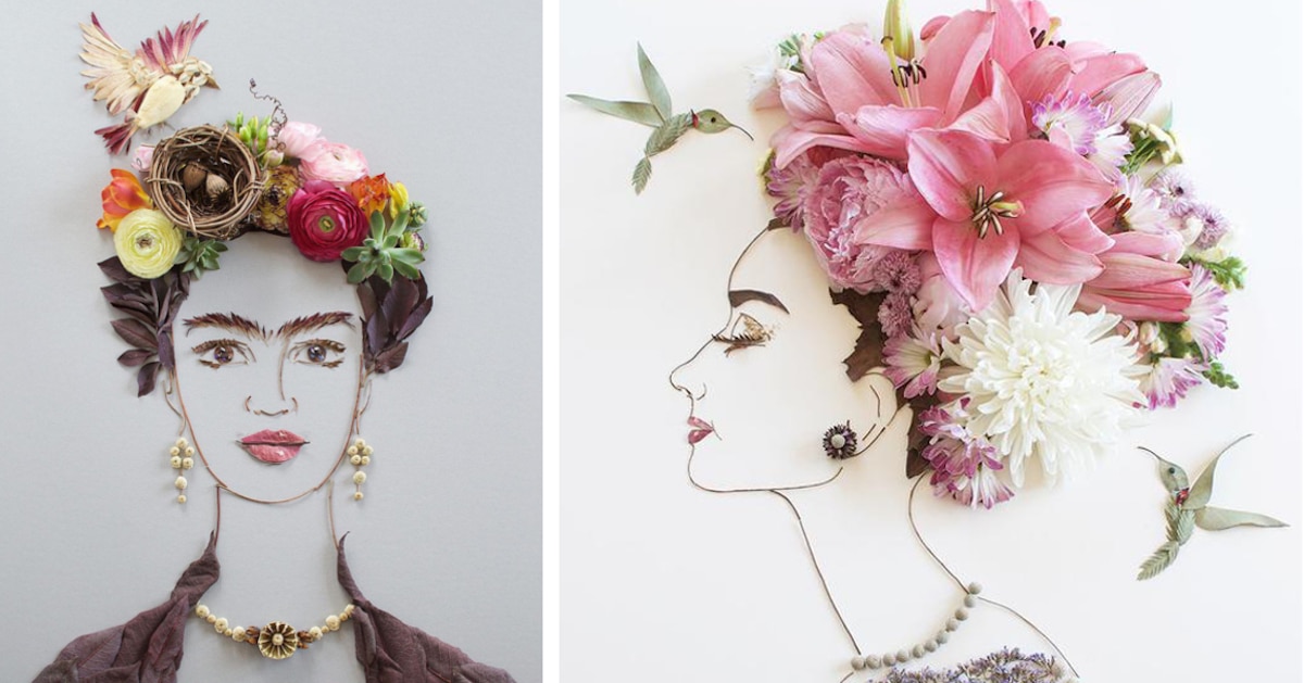 Artist Arranges Blossoms and Leaves Into Exquisite Floral Portraits ...