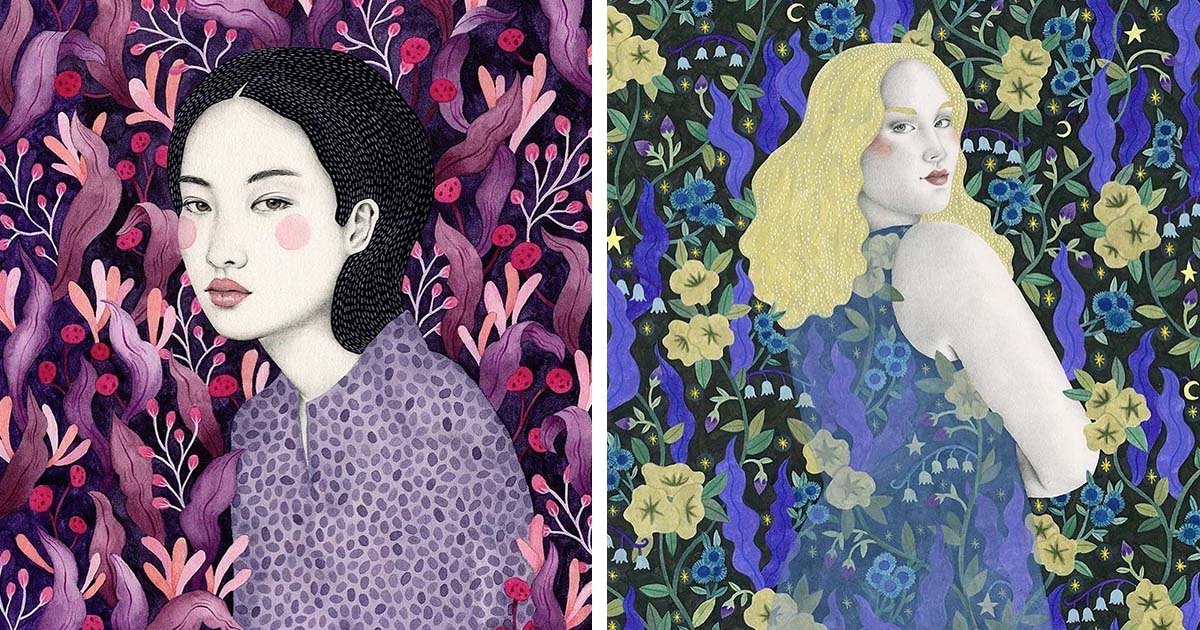 Enchanting Portraits Merge Enigmatic Subjects With Ornate Patterned ...