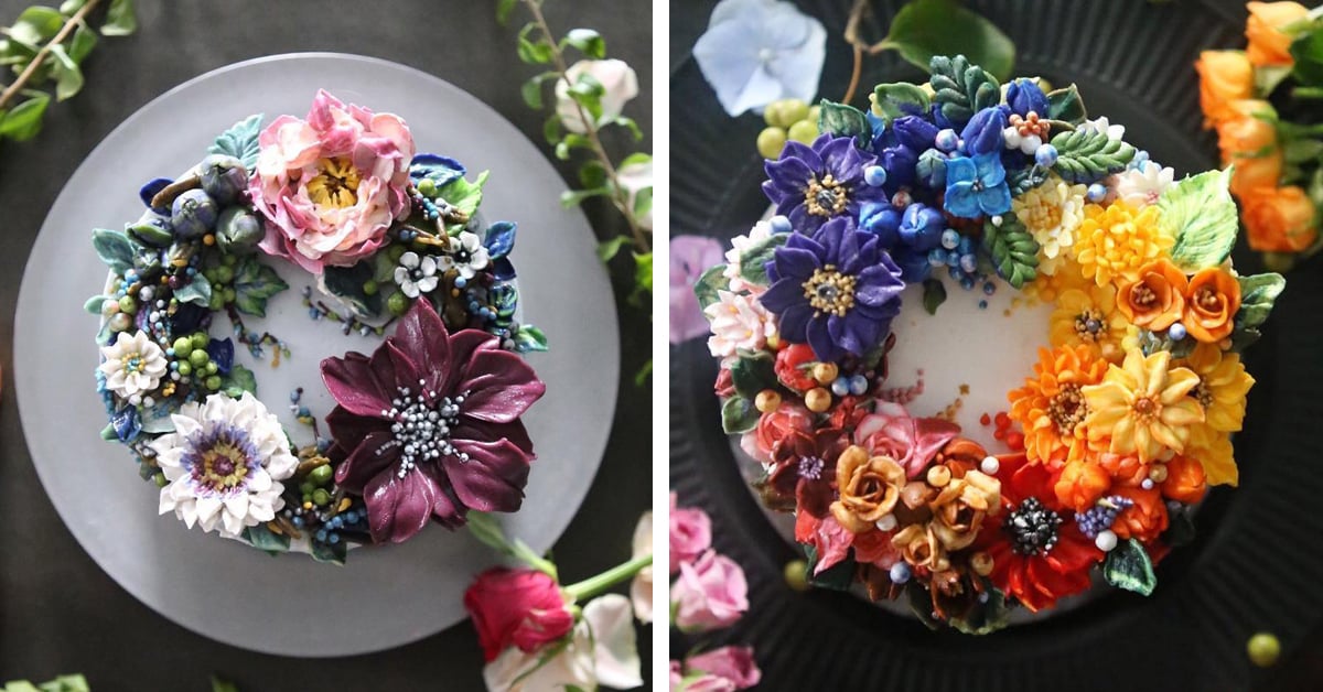 Lifelike Buttercream Flowers Transform Ordinary Cakes into Bountiful ...
