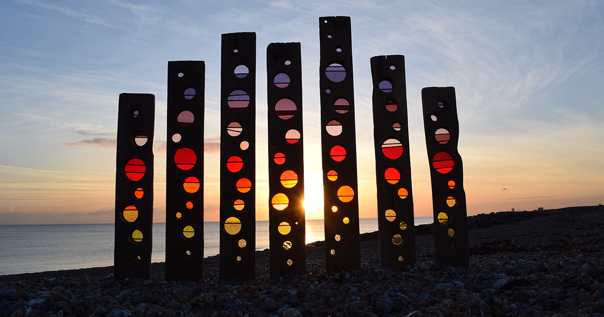 Found Wood With Colorful Stained Glass Embedded Within Cast Prismatic ...