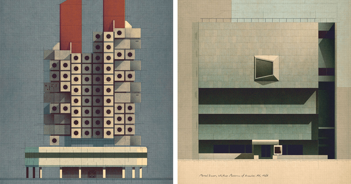 Illustrator Reimagines Modernist Masterpieces in Stylish Architectural ...