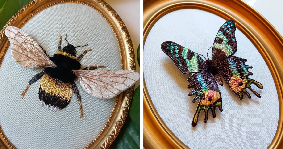 Embroidered Insects With 3D Wings Look Like They Could Fly Right Off ...