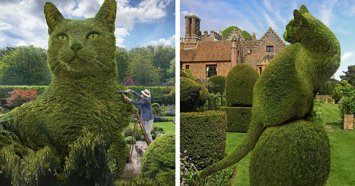 75-Year-Old Artist Memorializes His Late Cat in Scenes of Giant Topiary ...