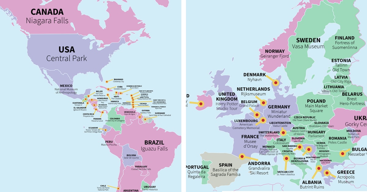 World Map Reveals the Top Tourist Attraction of Every Country | My ...