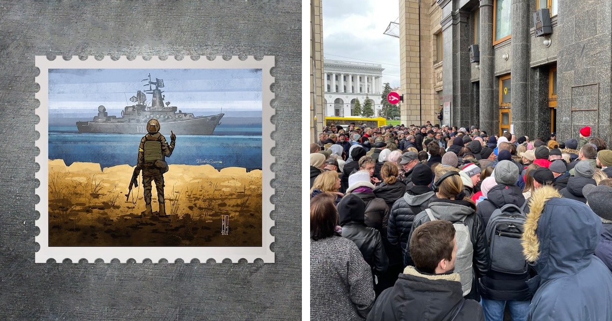 Ukrainians Spend Hours in Line to Purchase Commemorative Snake Island ...