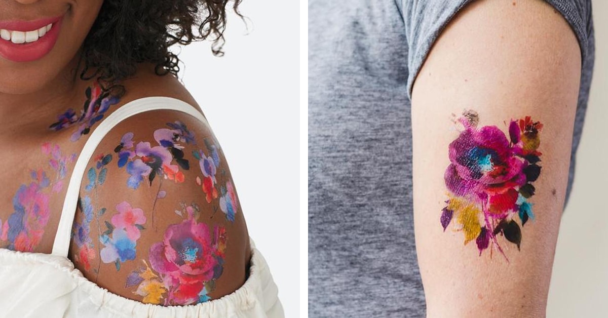 People are Wearing Floral Watercolors as Temporary Tattoos | My Modern Met
