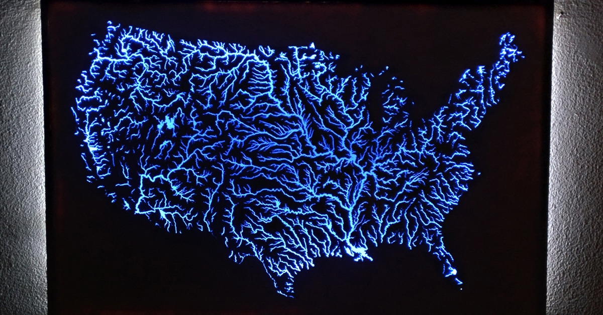 Man Uses Blue Resin to Create Illuminated Map of Intricate Waterways ...