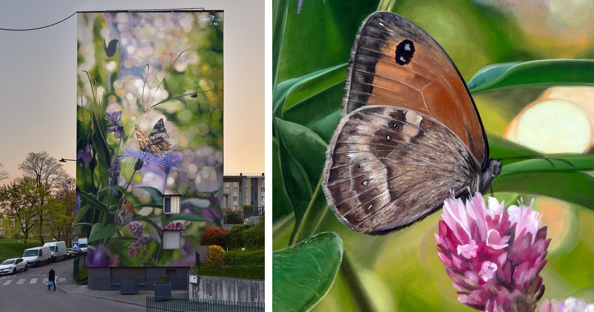 Photorealistic Butterfly Mural is a Tribute to Artist’s Childhood Love ...