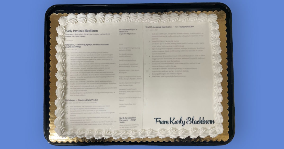 Woman’s Résumé Takes the Cake for Creativity, It’s Actually Printed on ...